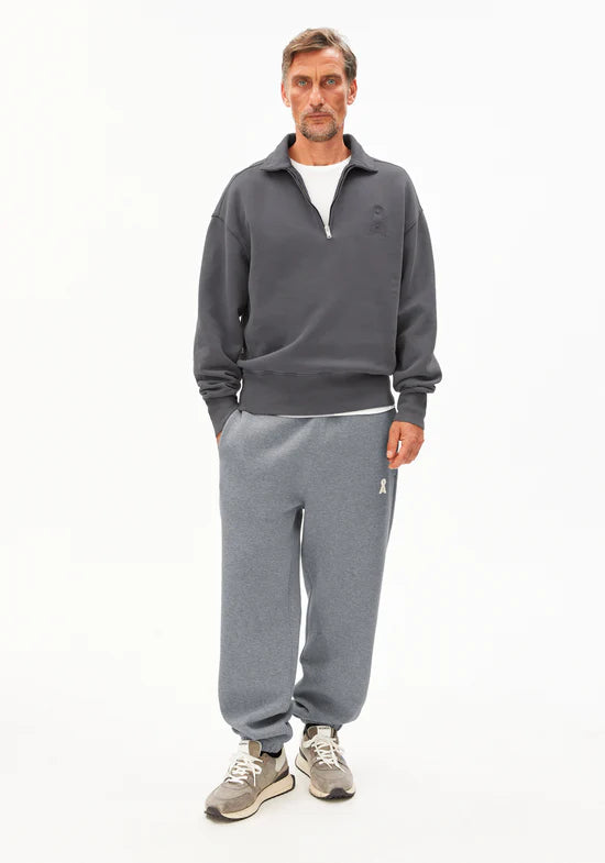 Armed Angels Iconic Troyer GMT Dye Zip Sweat - Dark Steel Washed (Grey ...